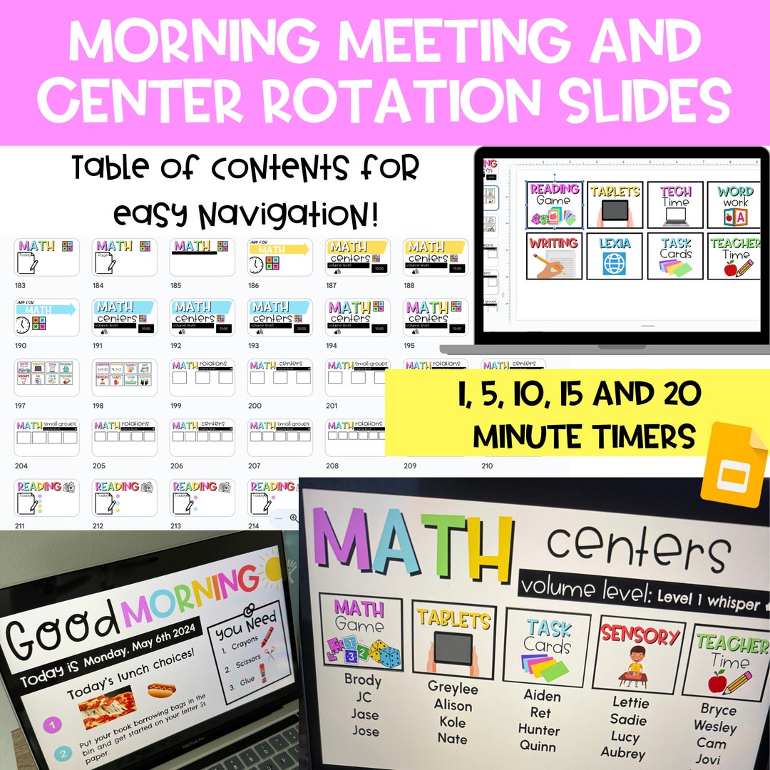 Daily Classroom Slides With Timers for Kindergarten, Center Rotations ...
