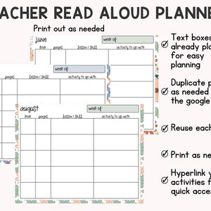 Teacher Read Aloud Digital Planner, Teacher Reading Journal, Digital ...