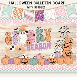 Groovy Ghost Halloween Retro Bulletin Board Kit, Fall Hallway Decor ...