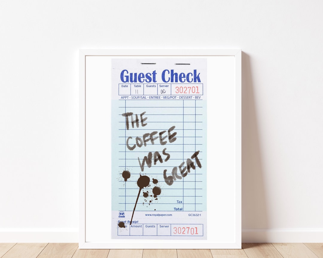 Guest Check Poster, Guest Check Print, Retro Guest Check Print Download ...