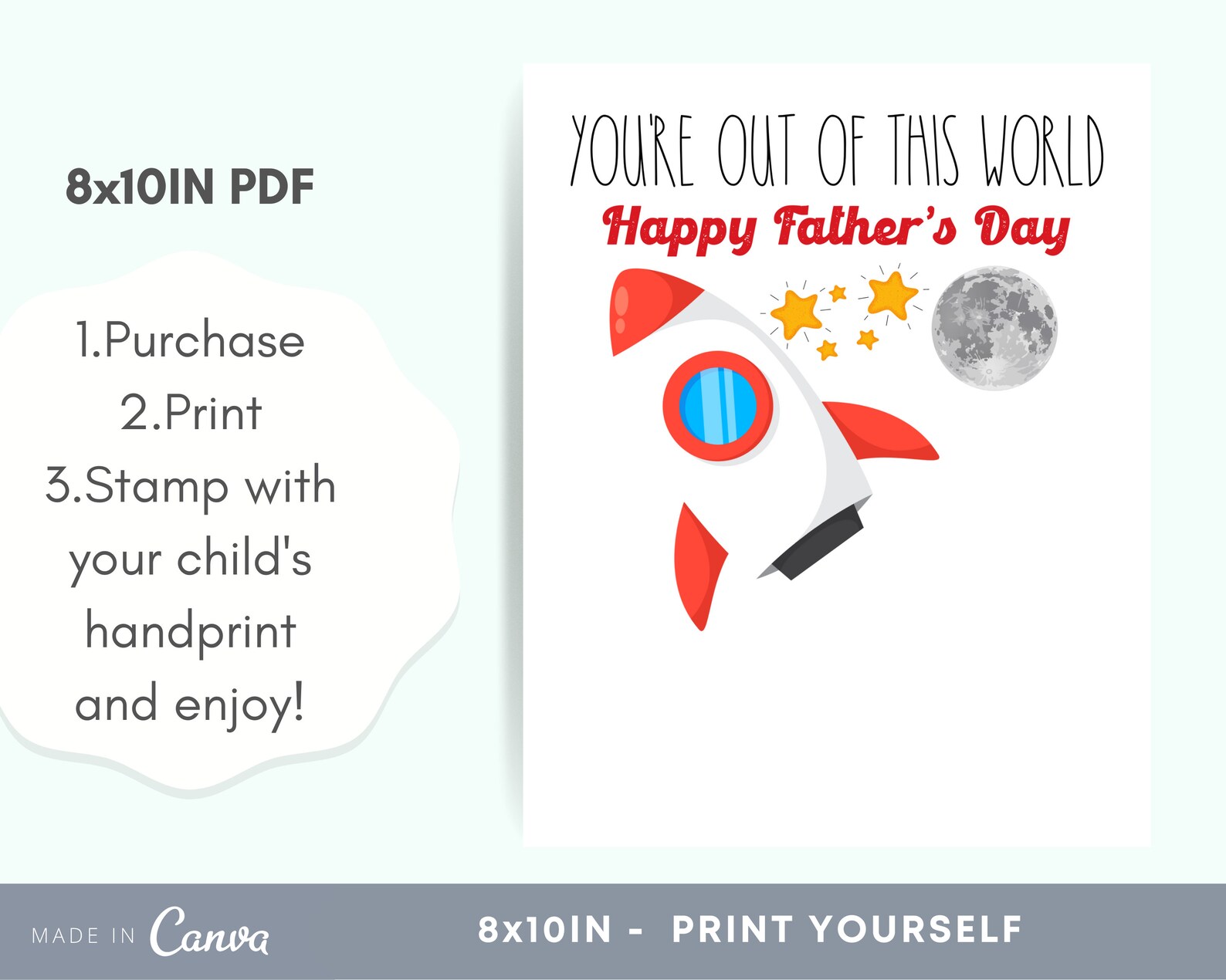 Fathers Day Handprint Art, Rocket Father's Day Handprint Craft, Happy ...