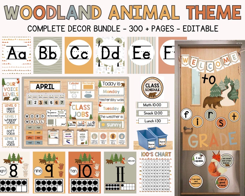 Woodland Animal Classroom Decor Bundle, Adventure Classroom Collection ...