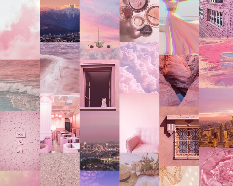 90 PINK Aesthetic Collage Kit Ready to Print, Pink Cottage Core ...