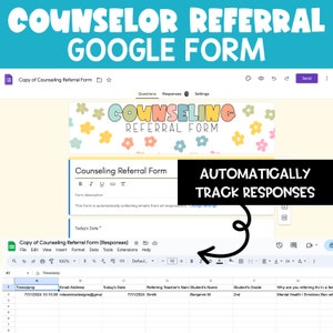 School Counselor Referral Google Form, Student Referral Log for ...