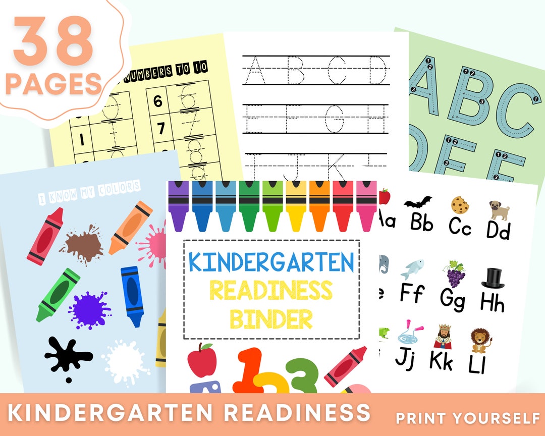 Kindergarten Readiness Binder Printable Pages, Homeschool Learning ...