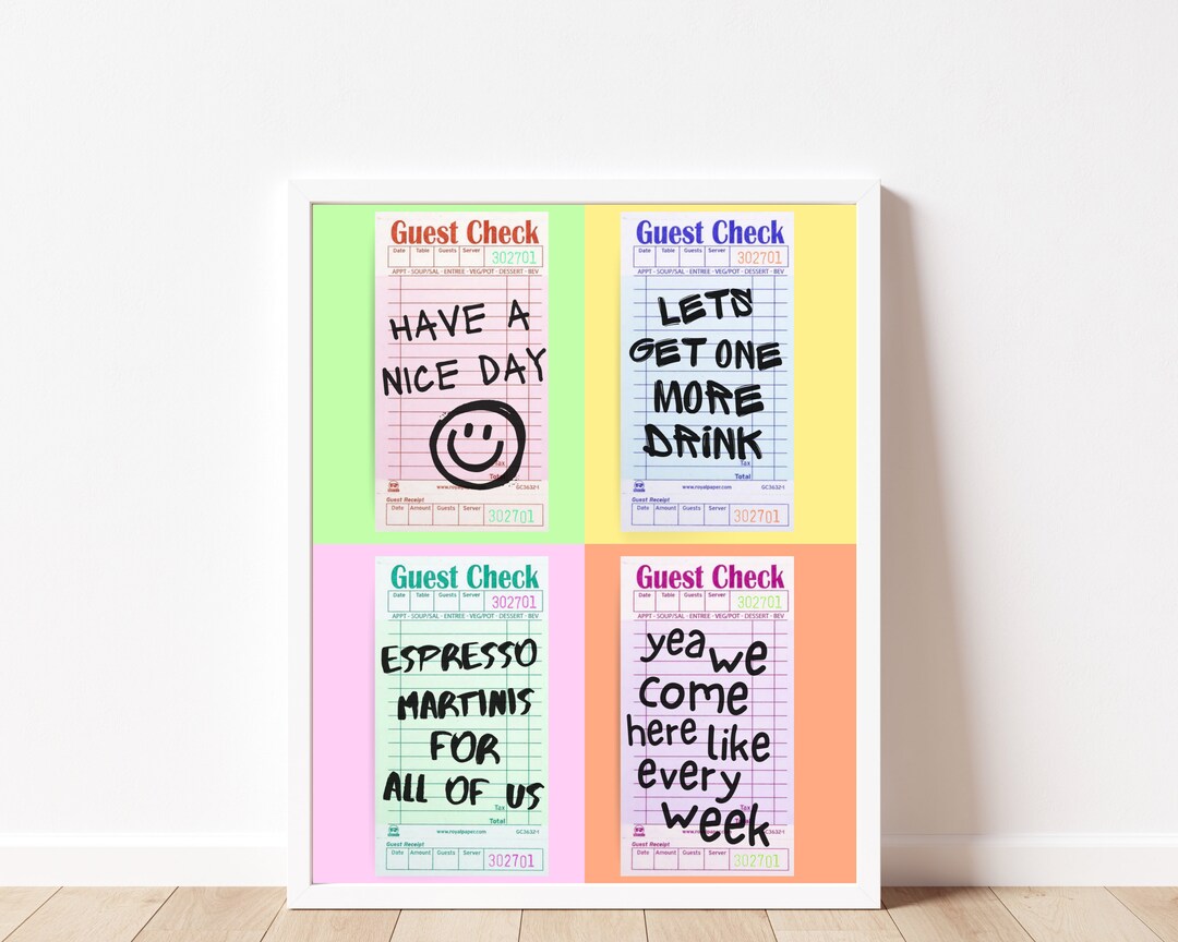 Guest Check Poster, Guest Check Print, Guest Check Print Download, One ...