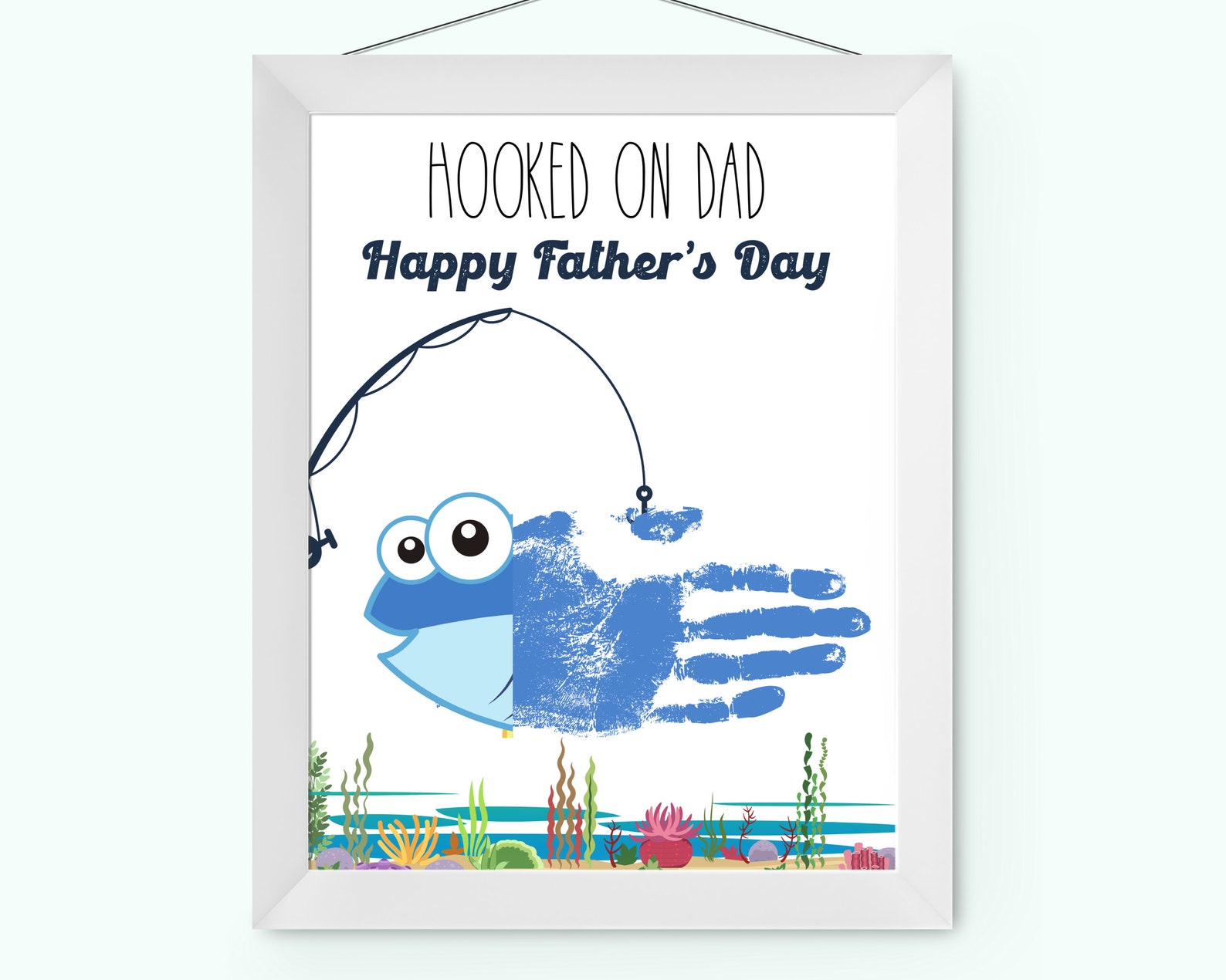 Fathers Day Handprint Art Fishing Father's Day Handprint - Etsy