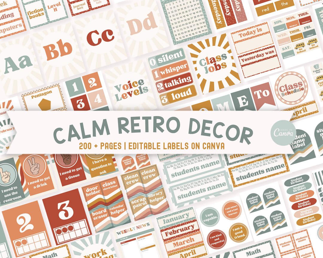 Editable Boho Classroom Decor Bundle, Calm Colors Class Theme Complete ...