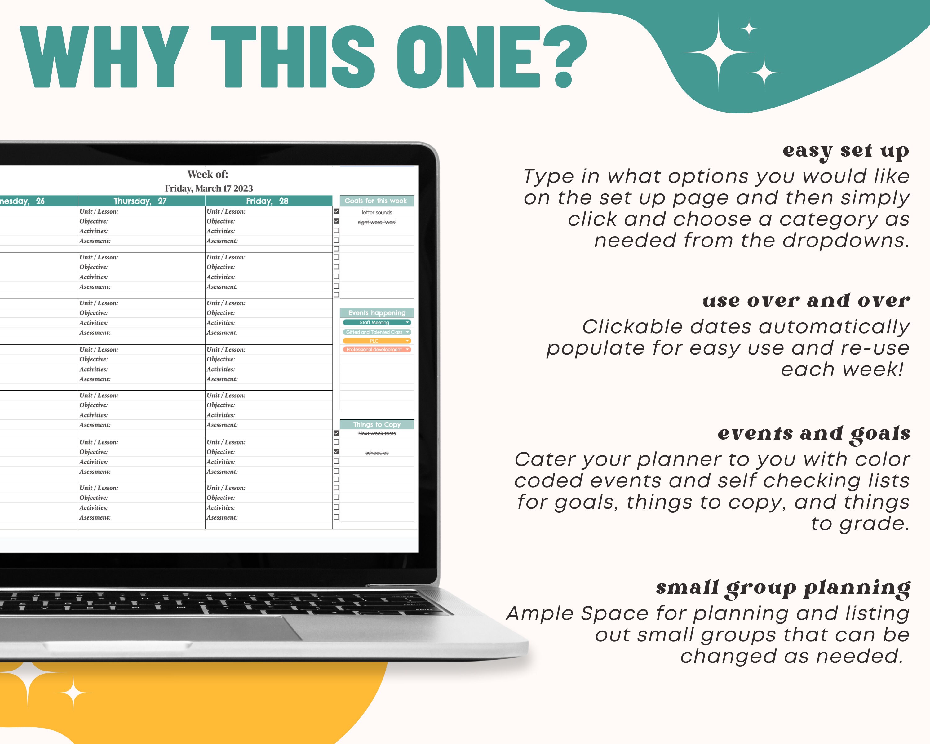 Weekly Teacher Lesson Planner and Small Group Planner, Teacher Lesson ...