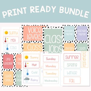 Spotty Boho Classroom Decor Bundle, Rainbow Calm Colors Classroom Theme ...