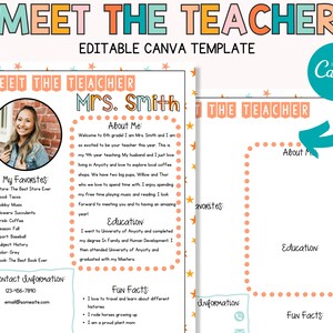 Boho Retro Meet the Teacher Editable Printable, Star Boho Meet the ...