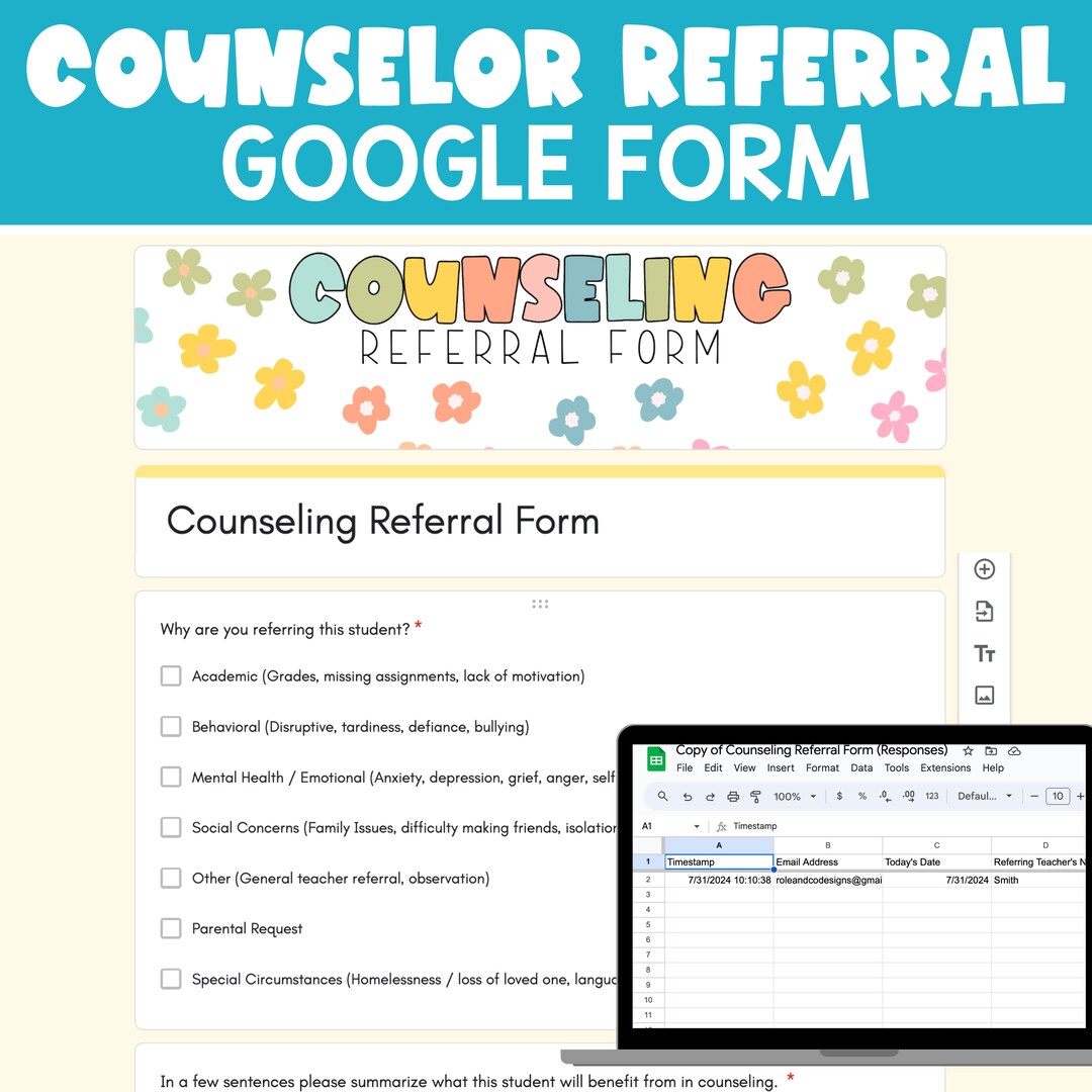 School Counselor Referral Google Form, Student Referral Log for ...