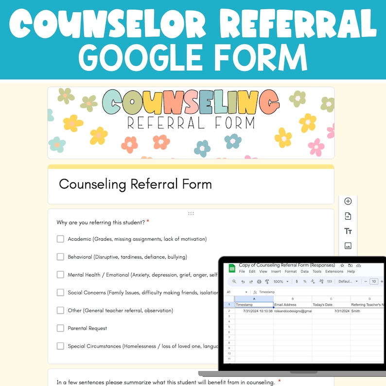School Counselor Referral Google Form, Student Referral Log for ...