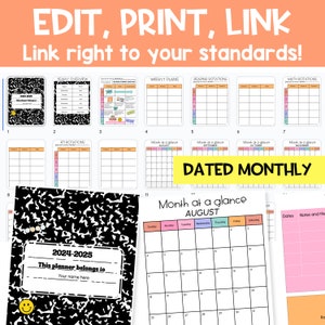 Editable Teacher Planner 2024 - 2025 | Back to School Teacher Printable ...
