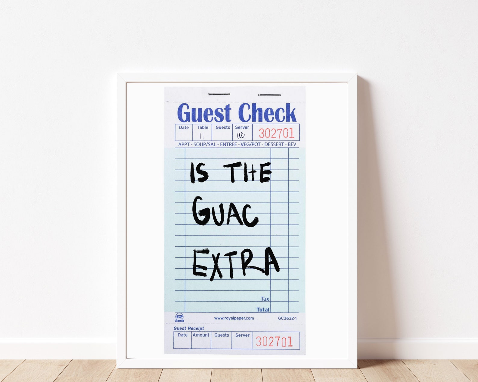 Guest Check Poster Guest Check Print Retro Guest Check Print | Etsy