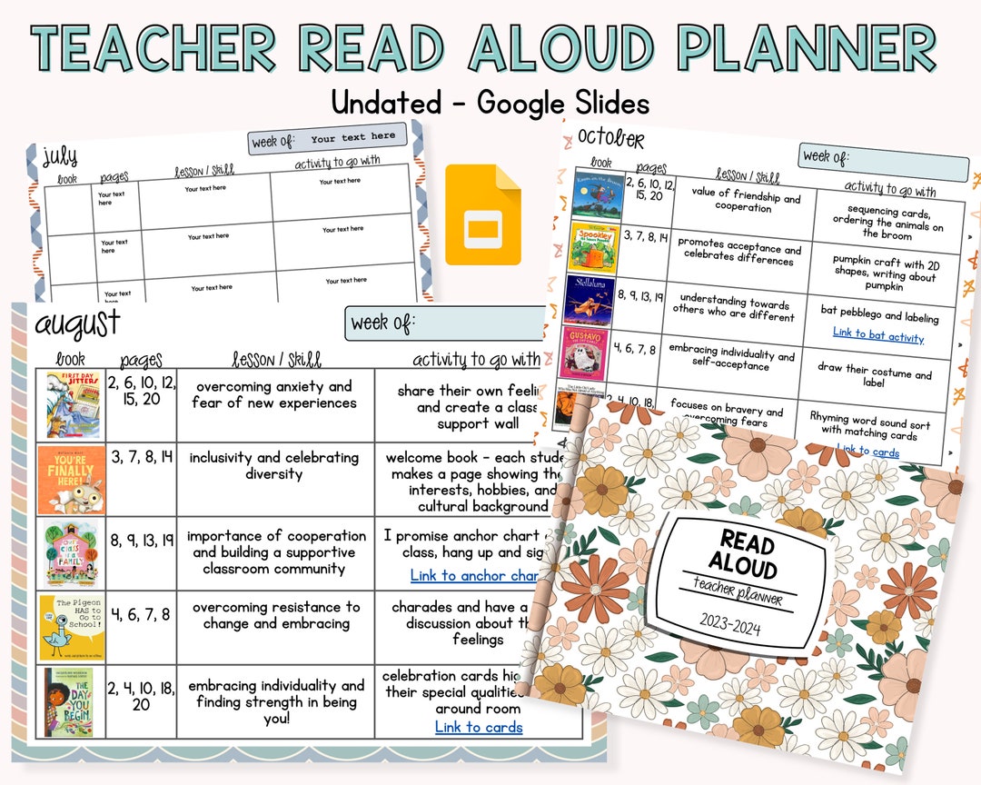 Teacher Read Aloud Digital Planner, Teacher Reading Journal, Digital ...