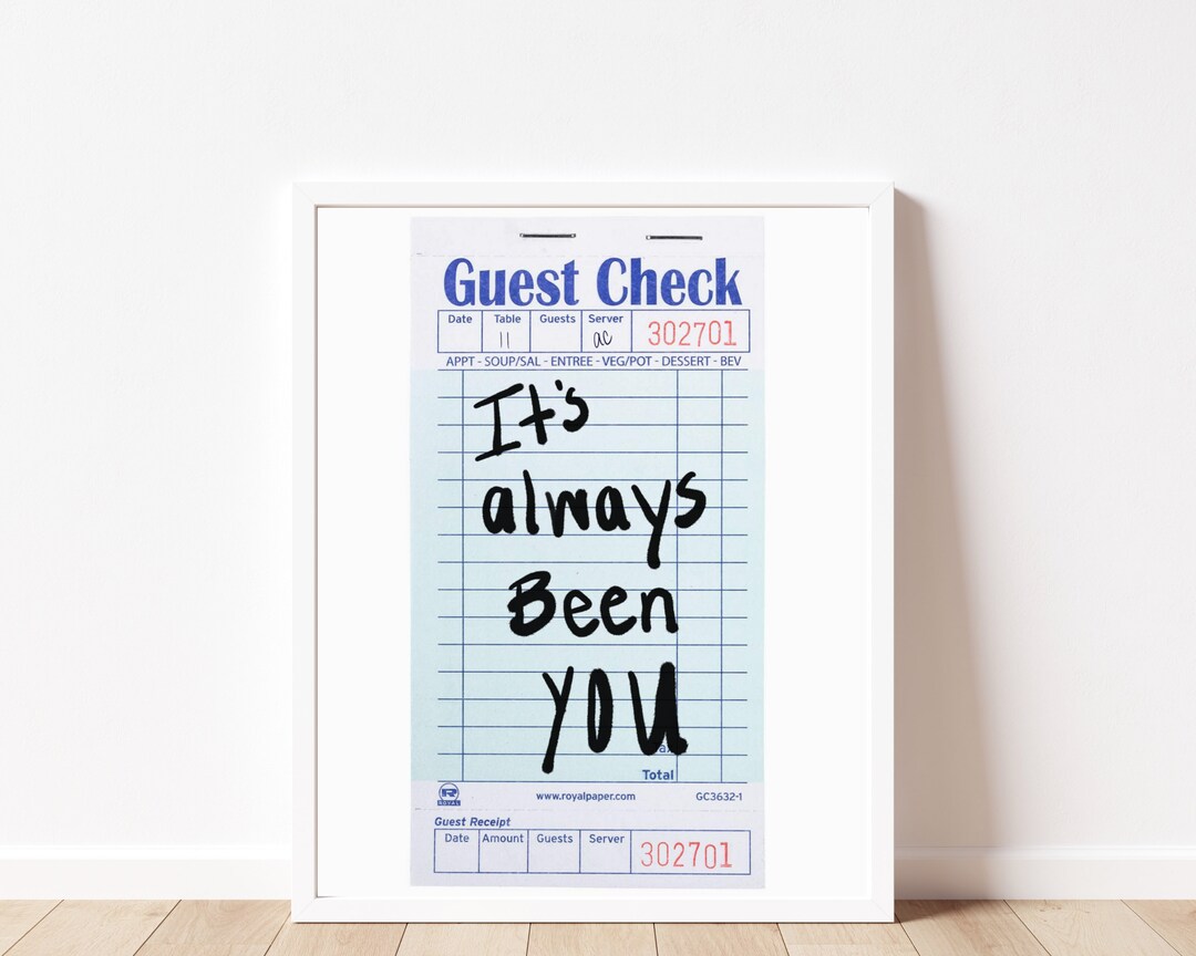 Guest Check Poster, Guest Check Print, Retro Guest Check Print Download ...