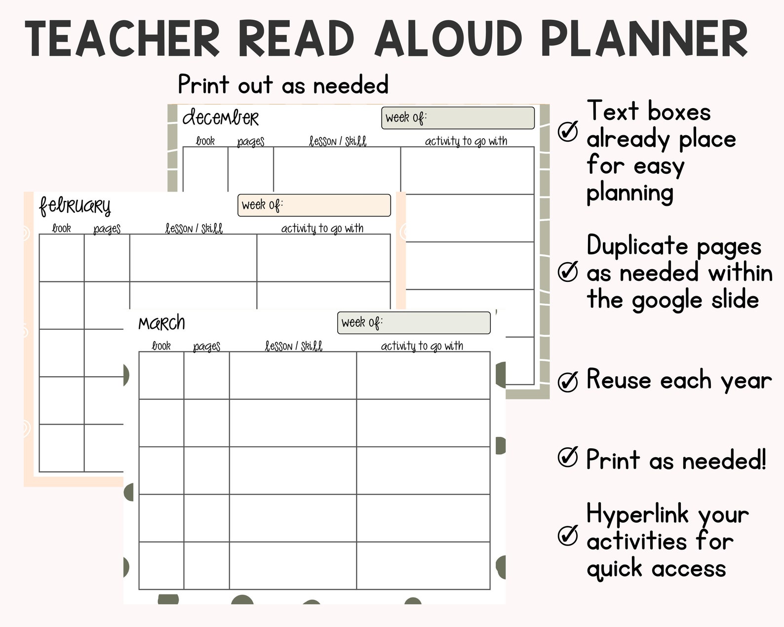 Teacher Read Aloud Digital Planner, Teacher Reading Journal, Digital ...