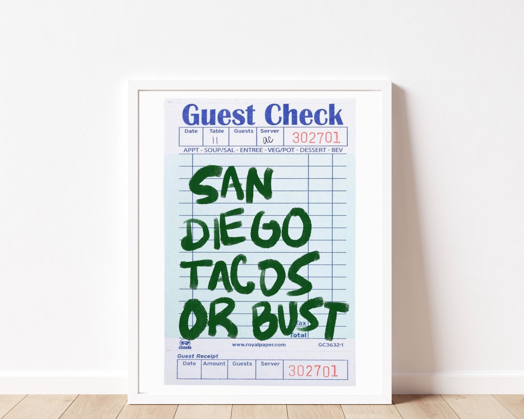 Guest Check Poster, Guest Check Print, Guest Check Print Download, San ...