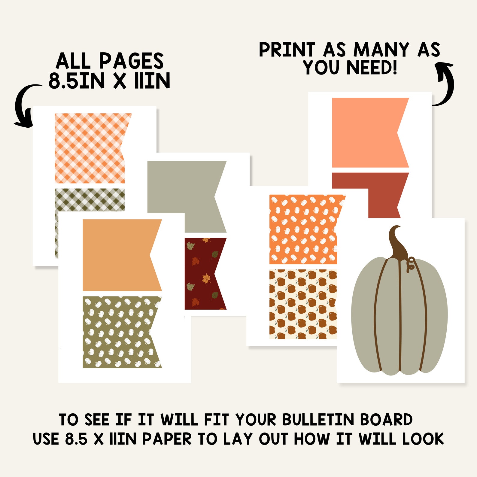 Retro Fall Bulletin Board Kit, Autumn Leaves Hallway Decor, Boho Retro ...