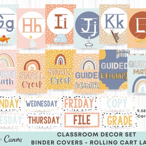 Boho Rainbow Calm Color Classroom Decor Bundle, Inspirational Classroom ...