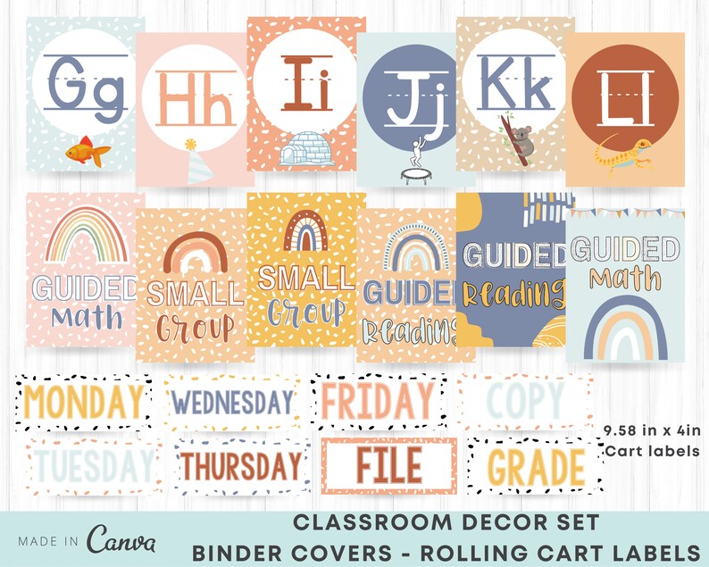 Boho Rainbow Calm Color Classroom Decor Bundle Inspirational - Etsy