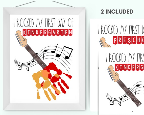 First Day of Preschool Handprint Art I Rocked My First Day - Etsy