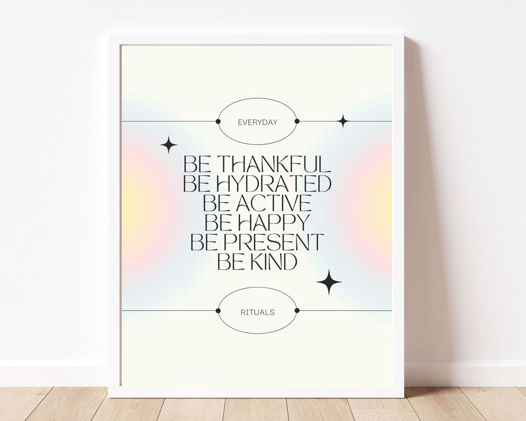 Everyday Positivity Rituals Wall Art, Trendy Gradient Poster for Dorm ...