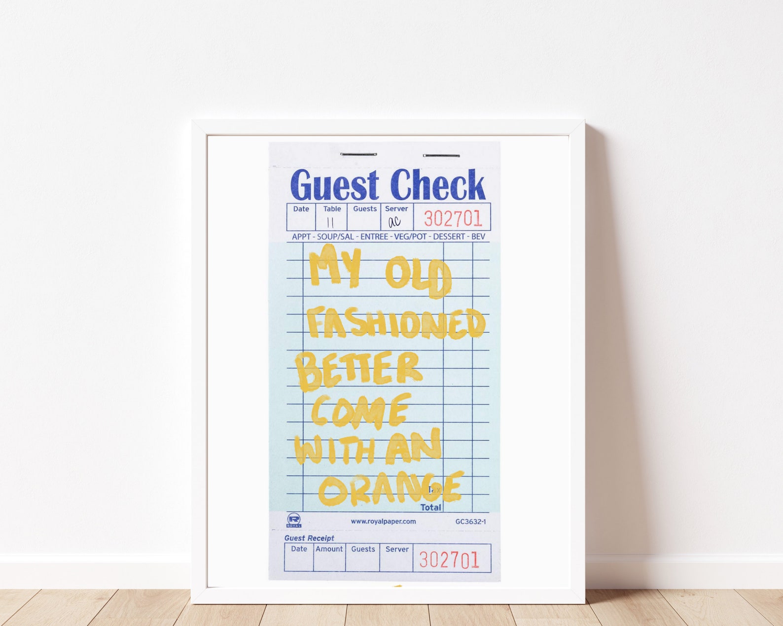Guest Check Poster, Guest Check Print, Retro Guest Check Print Download ...