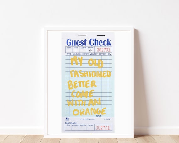 Guest Check Poster Guest Check Print Retro Guest Check Print - Etsy
