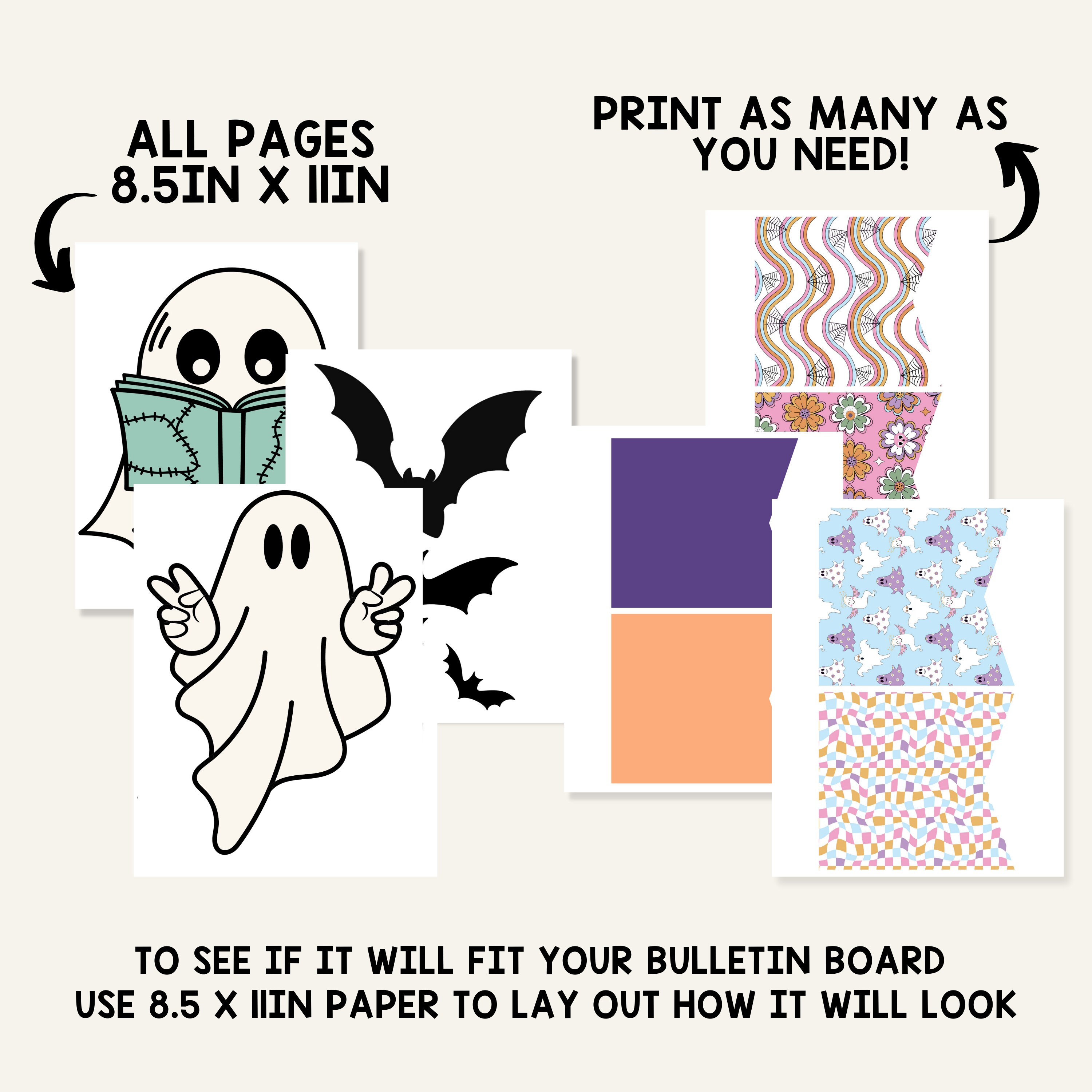Groovy Ghost Halloween Retro Bulletin Board Kit, Fall Hallway Decor ...