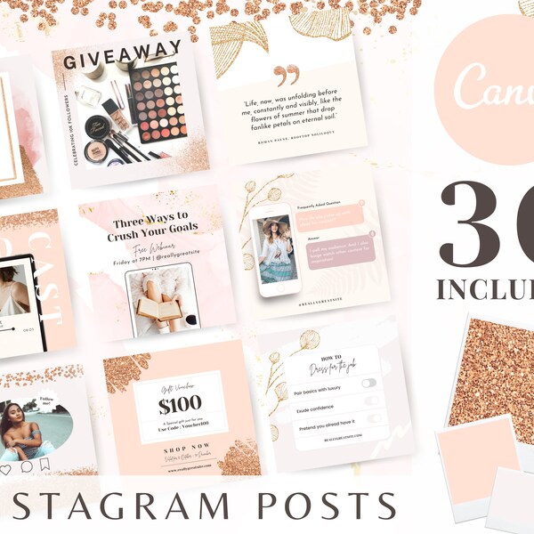 Influencer Social Media Kit Canva Template Rose Gold - Etsy