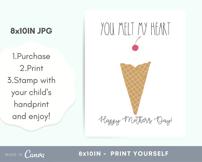 Mothers Day Handprint Craft Ice Cream Mother's Day - Etsy