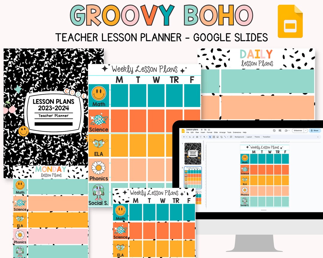 Groovy Weekly Teacher Lesson Planner, Teacher Lesson Plan Template ...
