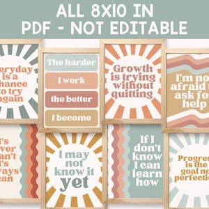Boho Retro Classroom Posters, Growth Mindset Posters, Modern Boho ...
