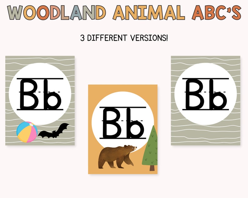 Classroom Alphabet Posters Woodland Animal Theme, Adventure Classroom ...