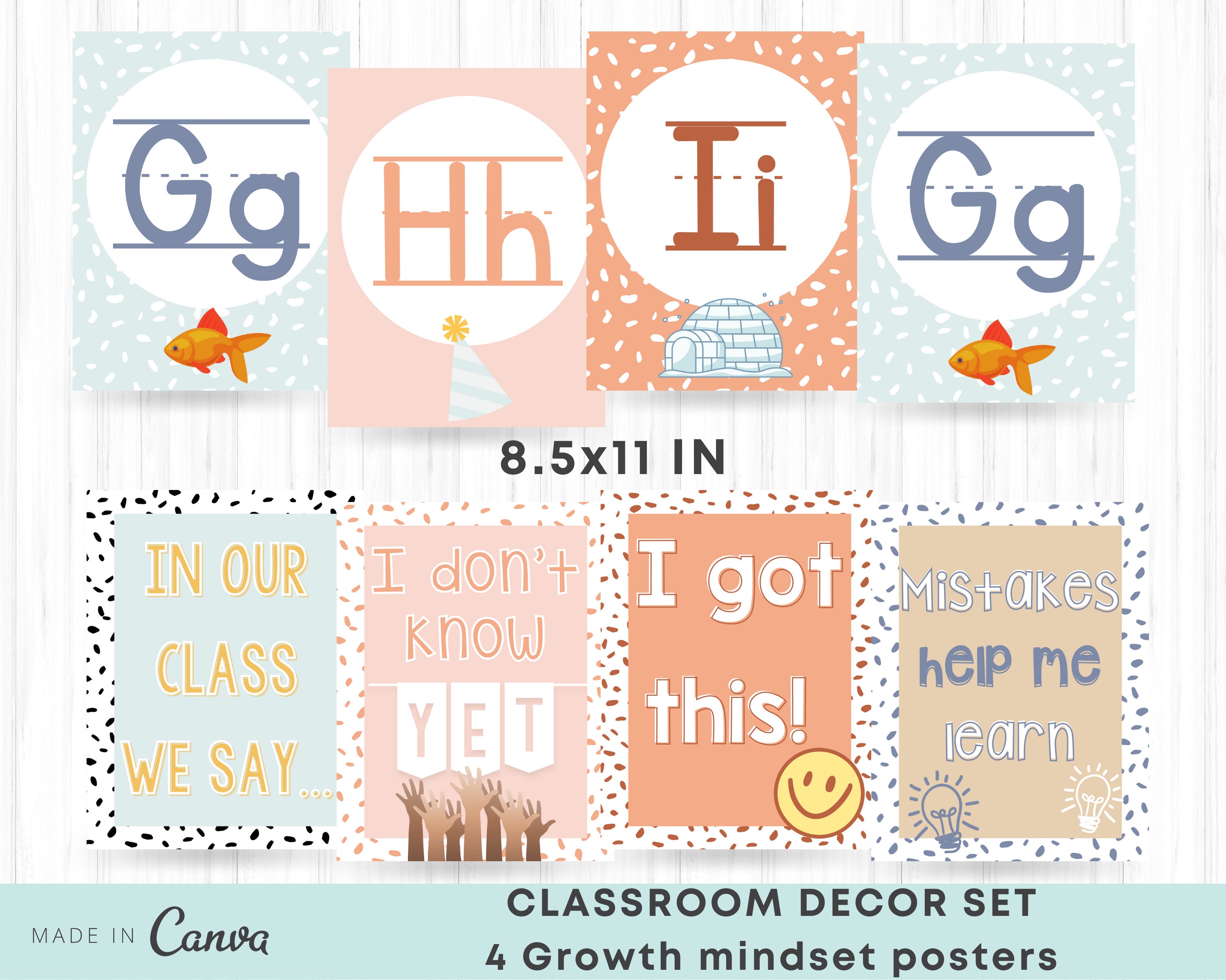 Boho Rainbow Calm Color Classroom Decor Bundle Inspirational - Etsy
