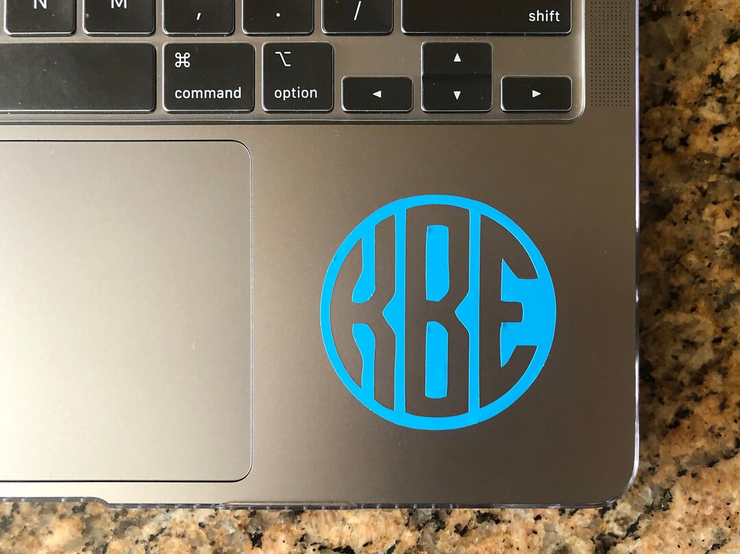 Monogram Computer Decal Sticker | Vinyl Monogram Decal Sticker | Custom ...