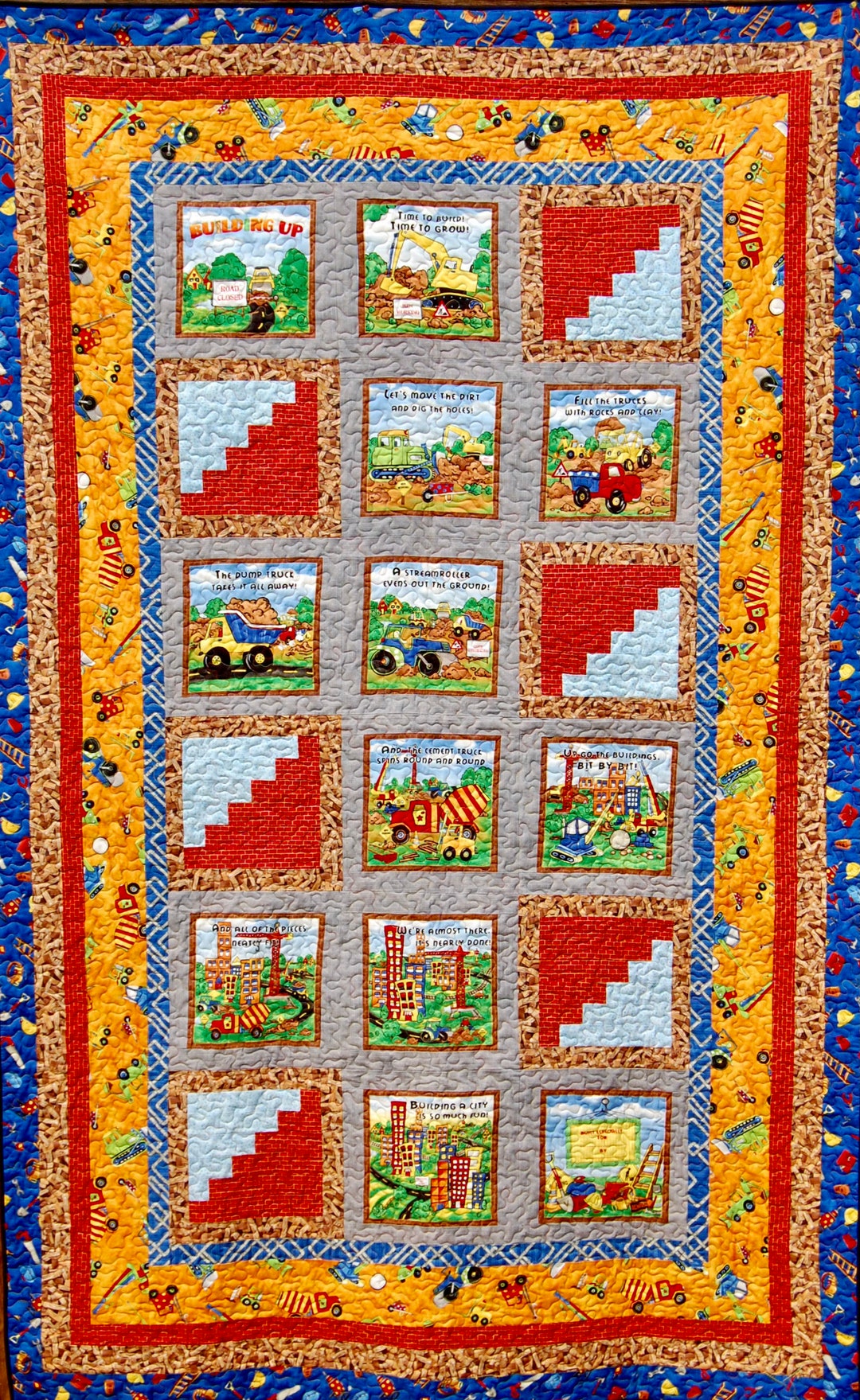 Building up Construction Equipment Quilt - Etsy