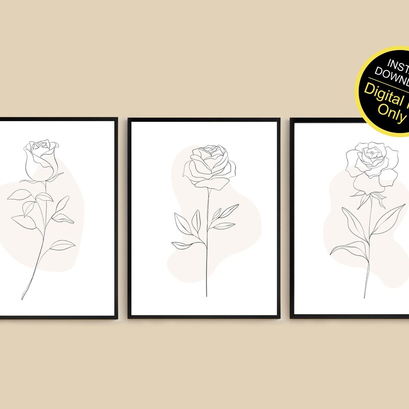 Rose Line Drawing - Etsy