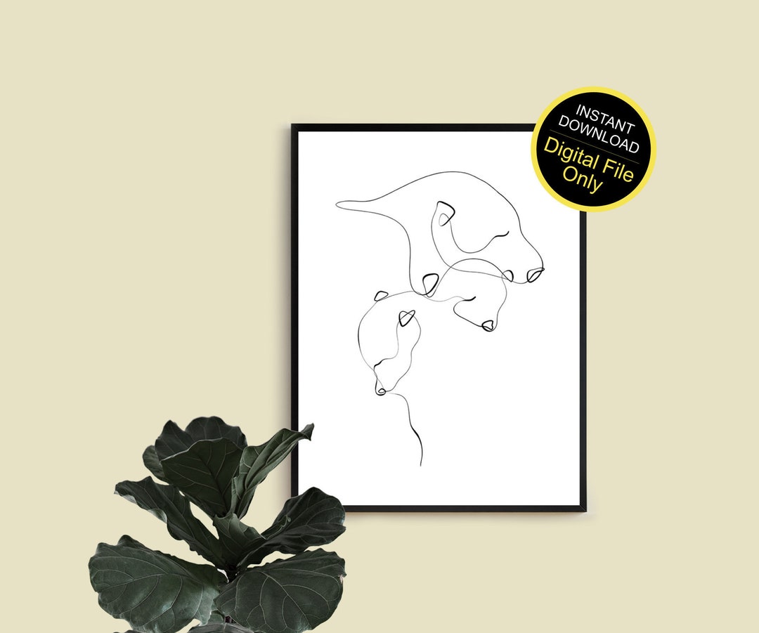 Polar Bear Line Drawing,polar Bear Line Drawing Print,minimalist Line ...