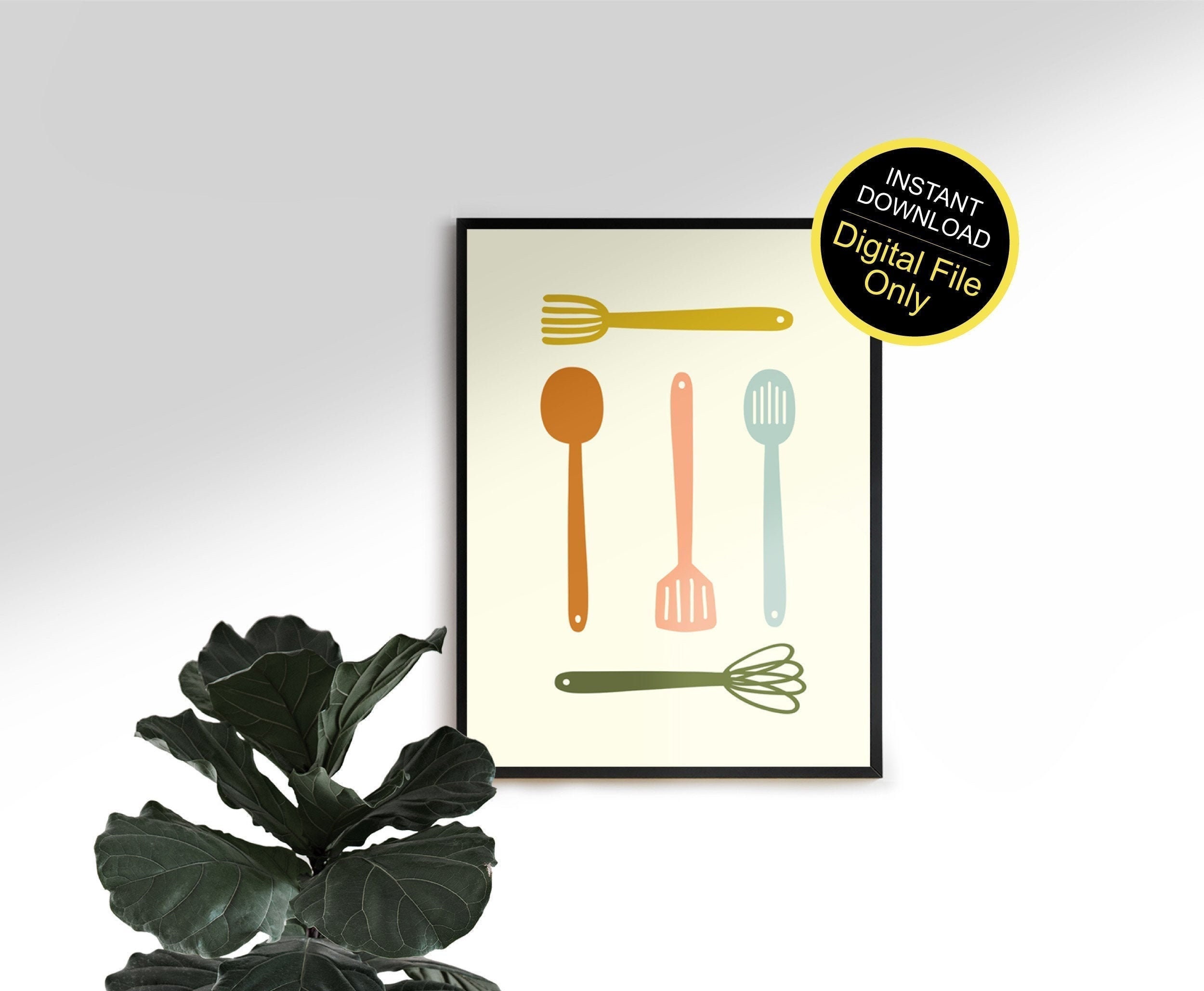 Cooking Utensils Wall Art Kitchen Wall Art Kitchen Printable | Etsy