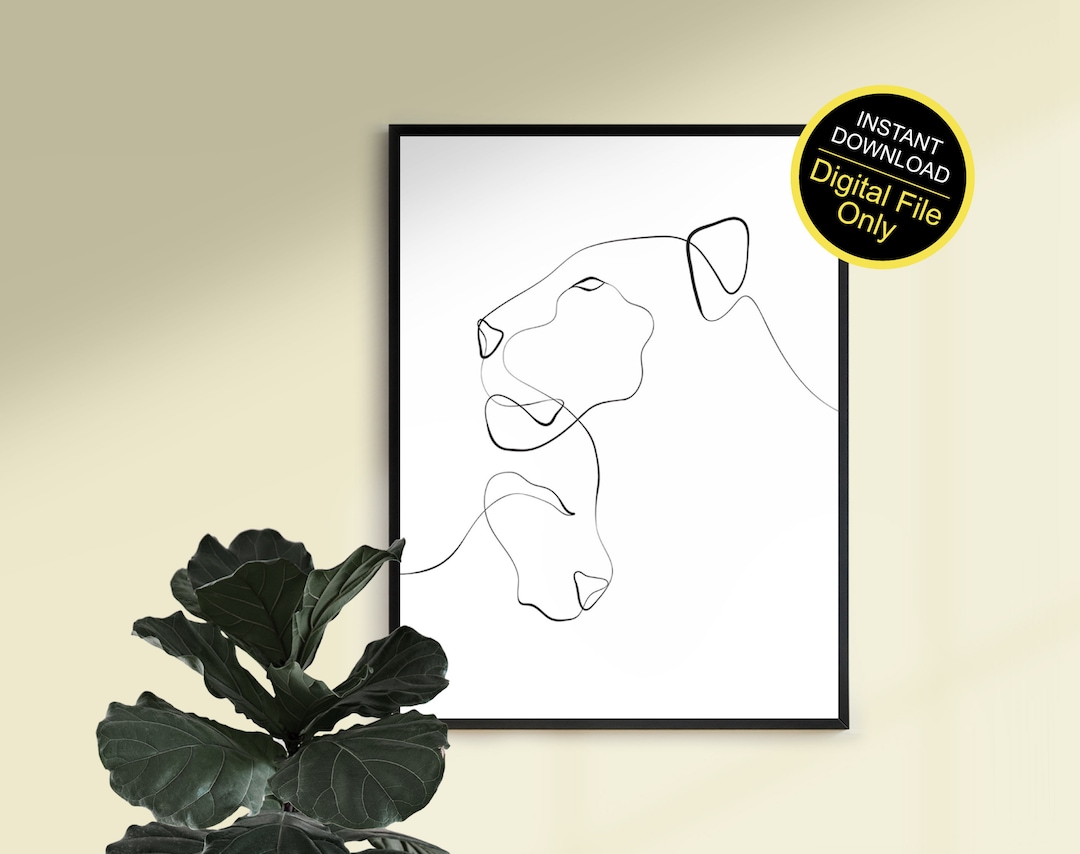 Lion Line Art,one Line Drawing,lions Printable Art,lions Line Drawing ...