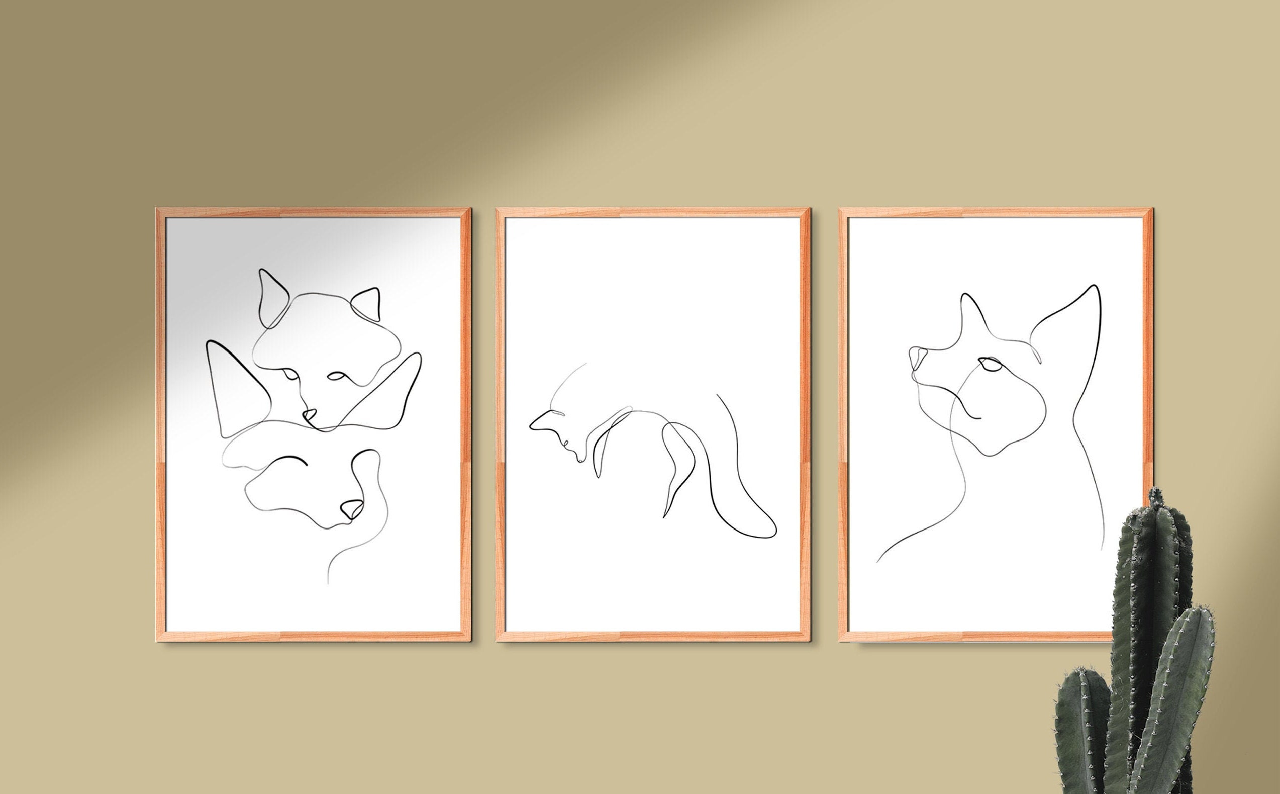 Fox Line Drawing Print Set of 3 Fox Line Drawing Minimalist | Etsy