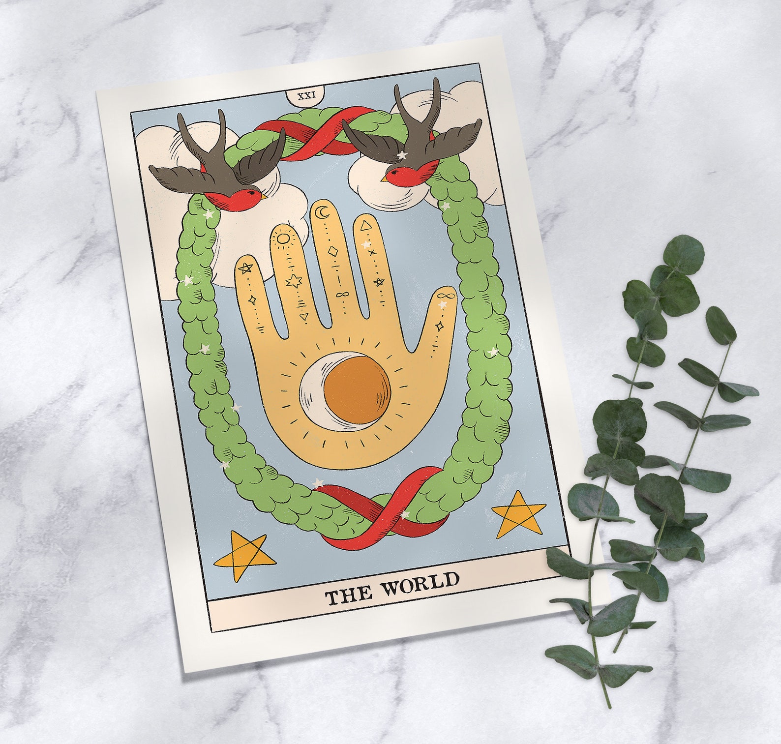 Printable the World Tarot Card Wall Art Peaceful Wall Art - Etsy
