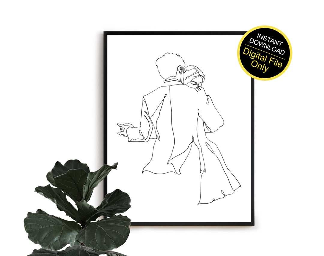 Line Art Couple,one Line Art Couple,minimalist Wall Art,couple Sketch ...