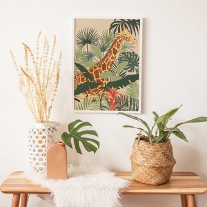 Set of 6 Animal Prints, Tropical Plant, Gallery Wall Art, Leopards ...