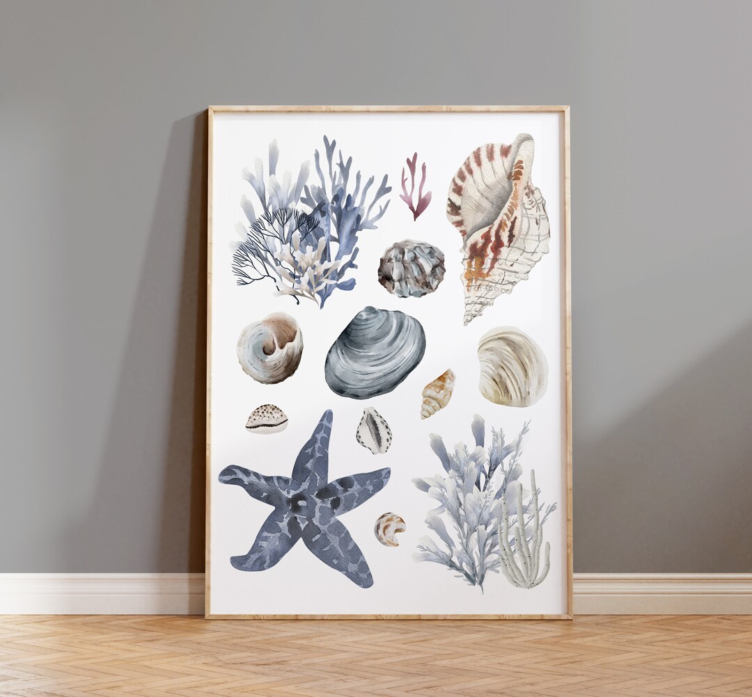 Sea Shells Wall Art, Nautical Printable, Coastal Home Decor, Beach Wall ...