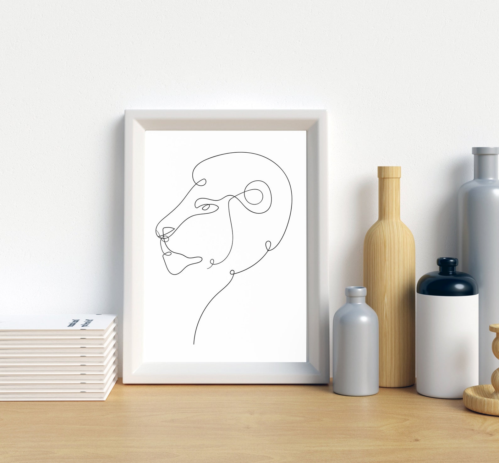 Lion Line Art,one Line Drawing,lion Printable Art,lion Line Drawing ...