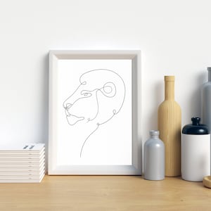 Lion Line Art,one Line Drawing,lion Printable Art,lion Line Drawing ...